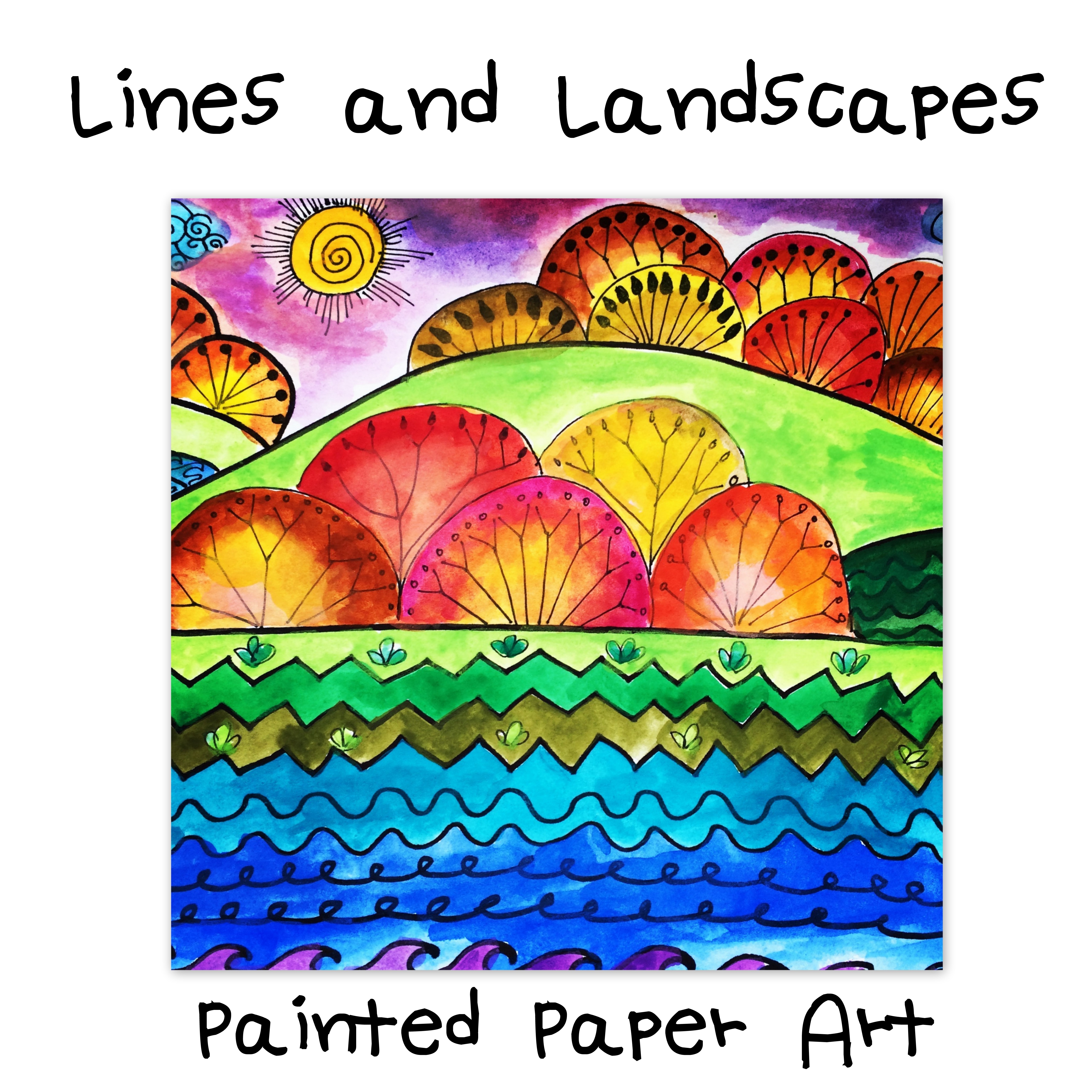Lines And Landscapes Painted Paper Art
